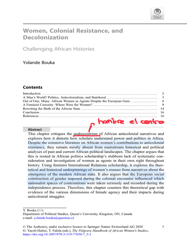 BOUKA 2018 Women Colonial Resistance and Decolonization | PDF | Colonialism | Decolonization