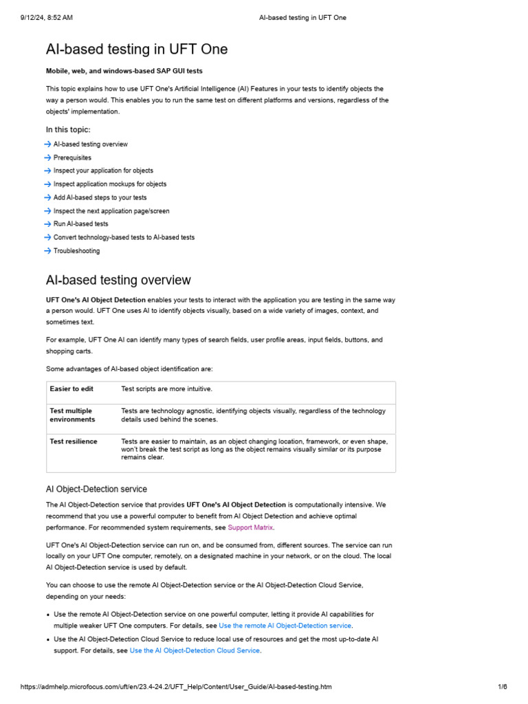 AI-based Testing in UFT One | PDF | Artificial Intelligence ...