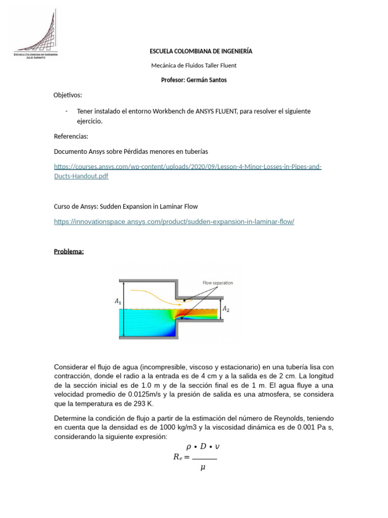 Previa Fluent 2024-2 | PDF | Viscosidad | Dinámica de fluidos