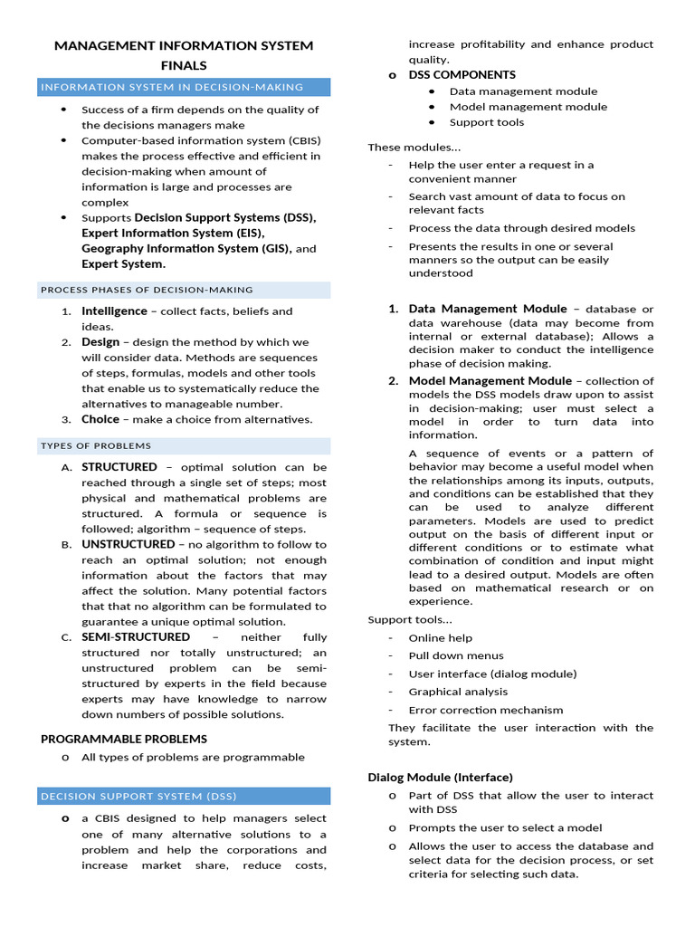 Decision-Making in Management Systems | PDF | Geographic Information ...