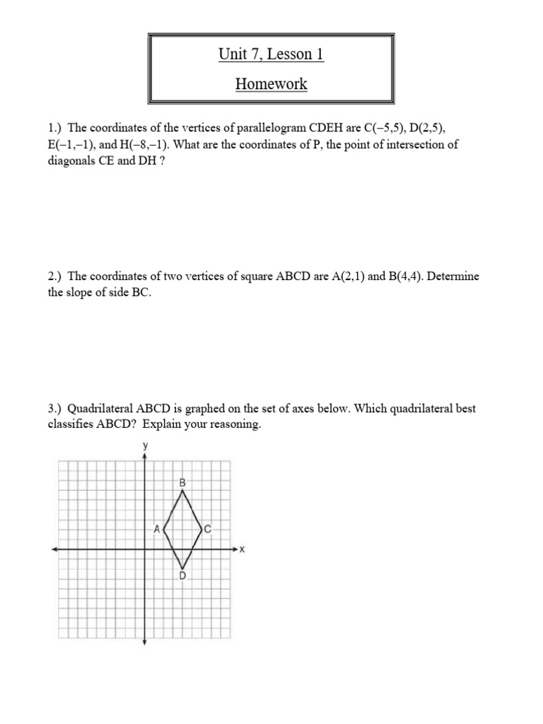 Geometry Homework: Parallelograms & Quadrilaterals | PDF