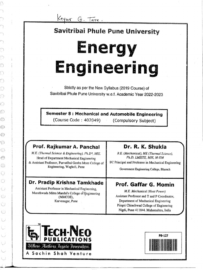 Energy Engineering Tech Neo - 8 | PDF