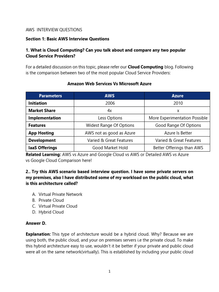 Aws Interview Questions | PDF | Cloud Computing | Software As A Service