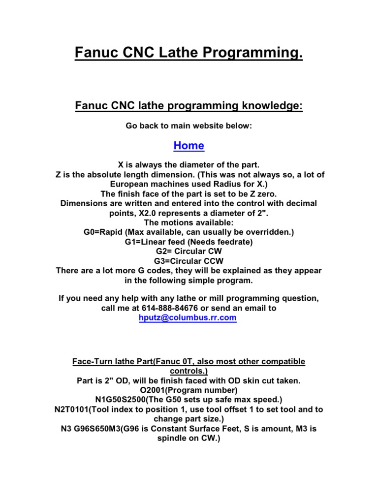 Fanuc CNC Lathe Programming | PDF