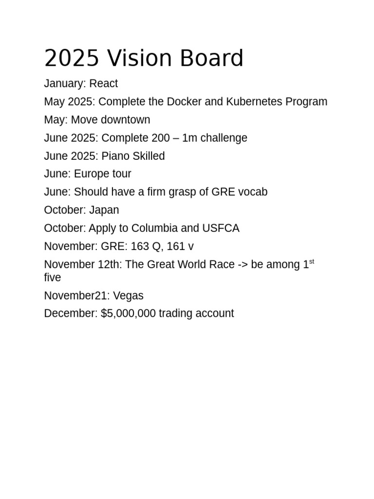 2025 Vision Board Goals and Plans | PDF