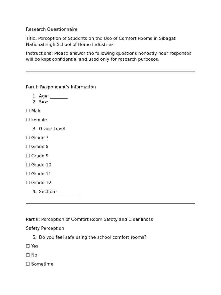 Student Perceptions of School Restrooms | PDF | Public Toilet