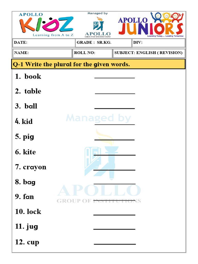 senior kg worksheets | PDF