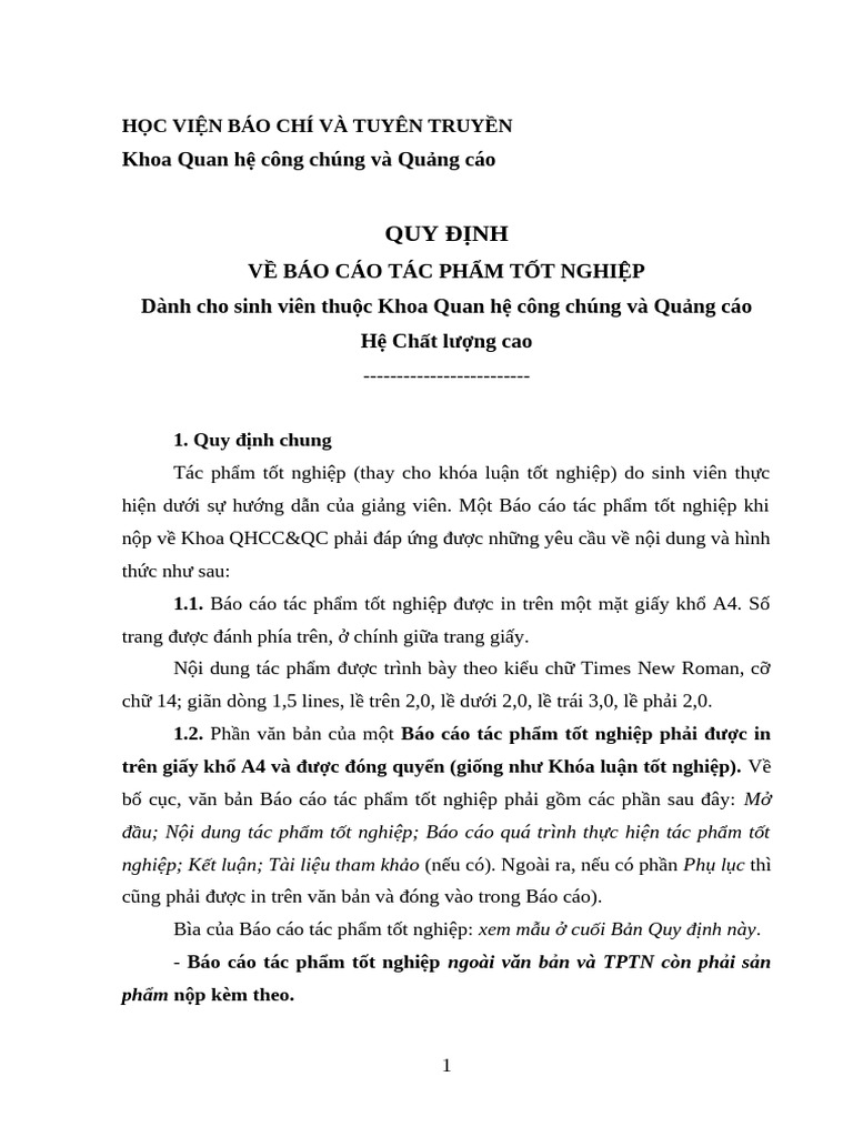 QUY DINH TPTN CLC_KHOA QHCC_FINAL | PDF