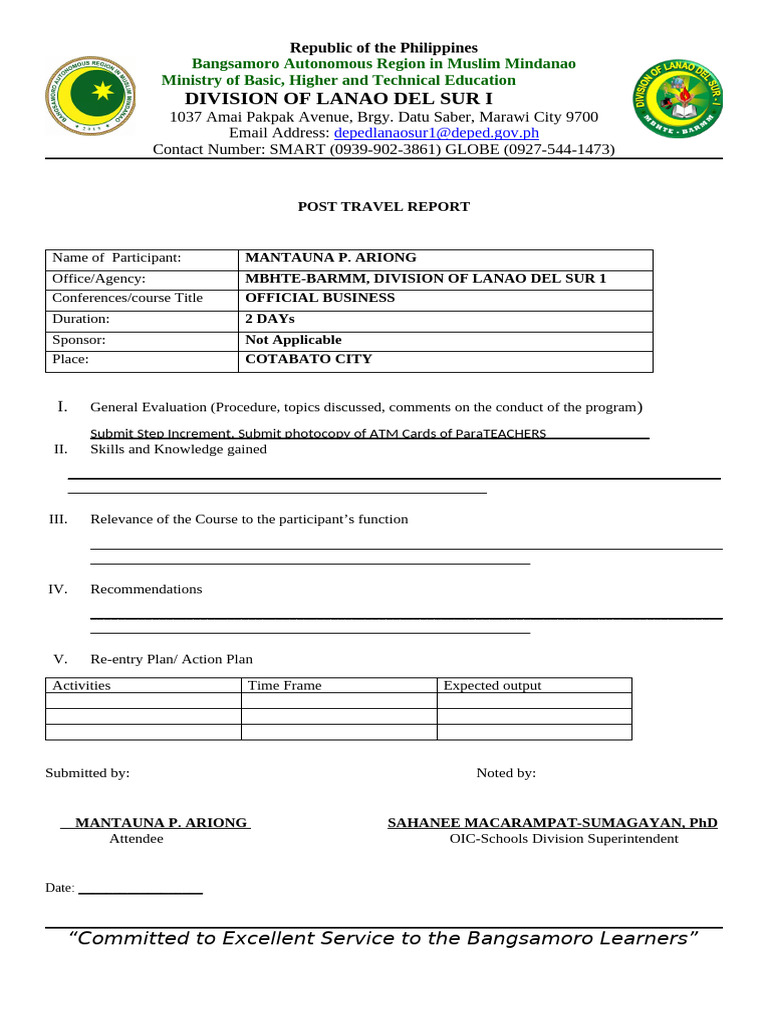 6 - Post Travel Report (L) | PDF