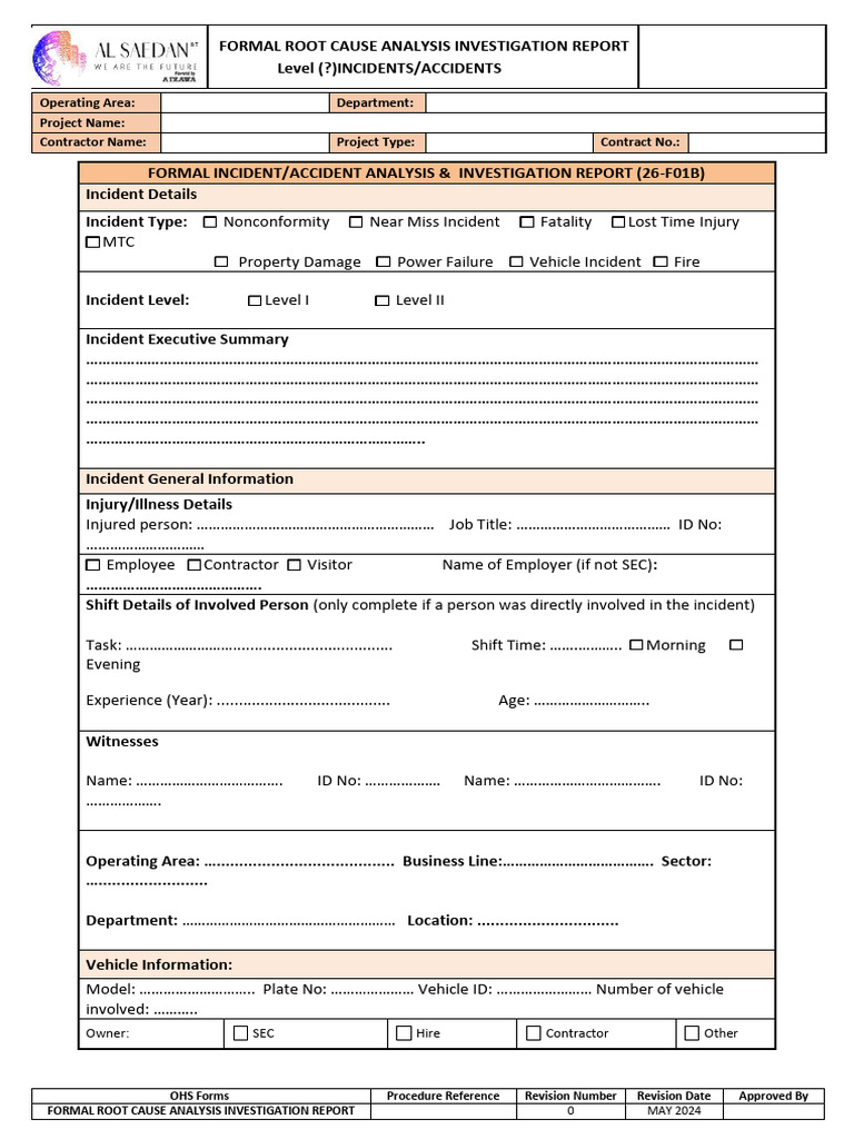 Formal Root Cause Analysis Investigation Report Form | PDF ...