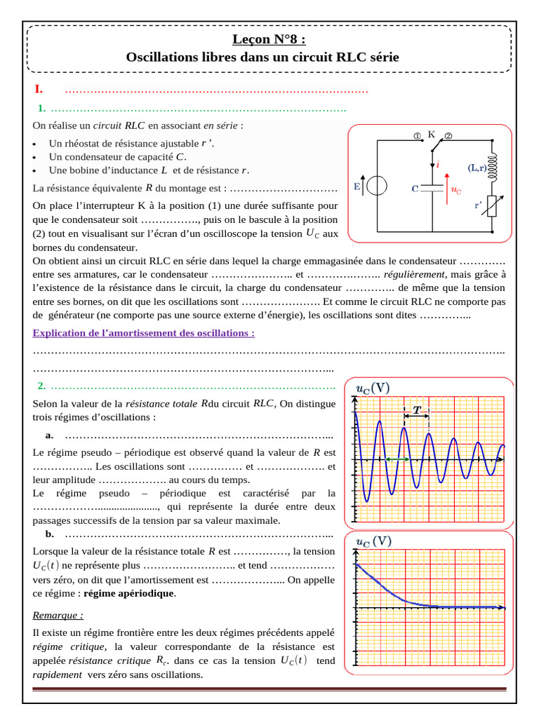 Oscillations Libres Dans Un Circuit RLC Série | PDF