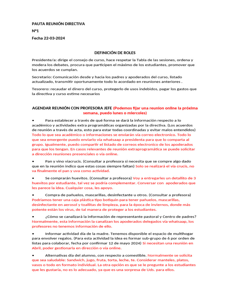DIRECTIVA 1Â° A 22 Marzo | PDF