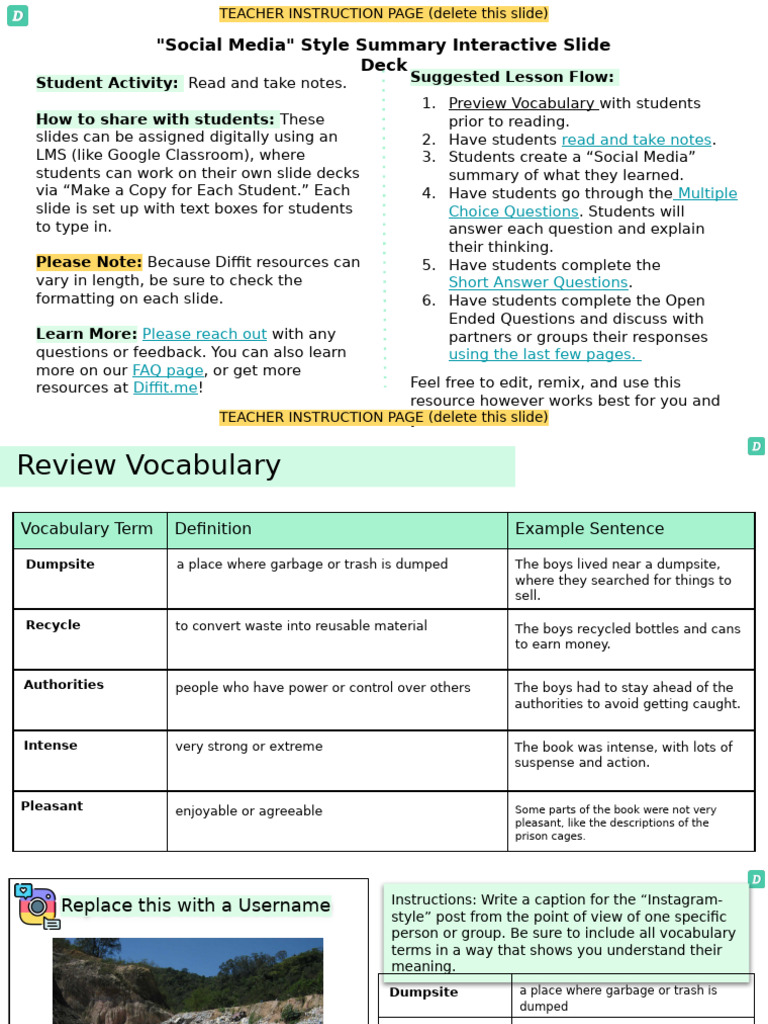 Trash by Andy Mulligan - Created With Diffit | PDF
