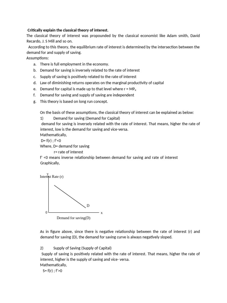 Critically Explain The Classical Theory of Interest | PDF | Interest ...