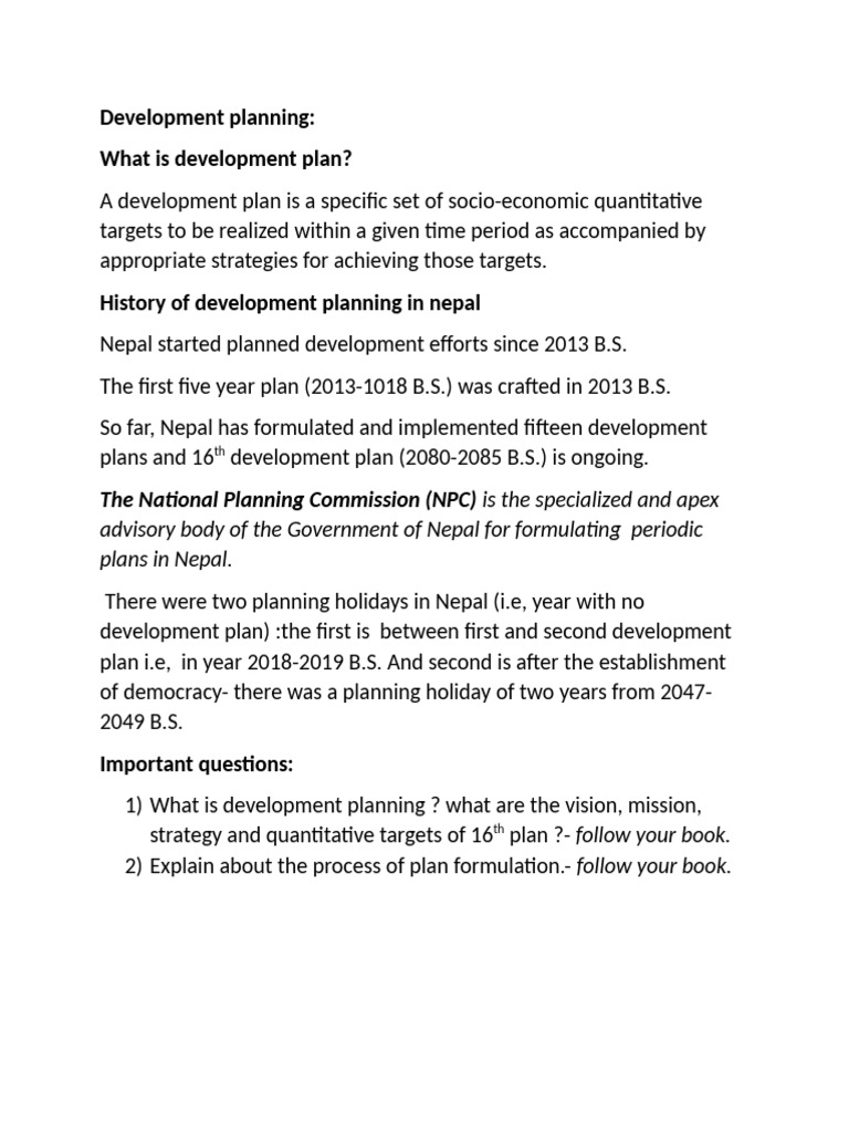 Development Planning | PDF