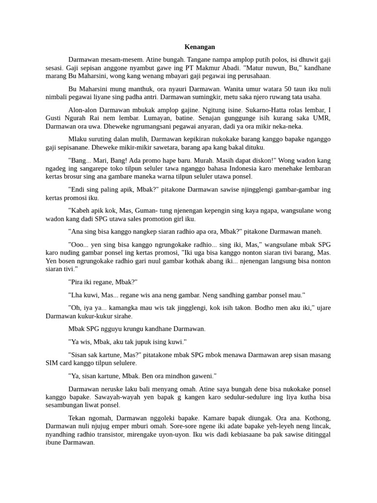 Cerkak Kenangan | PDF