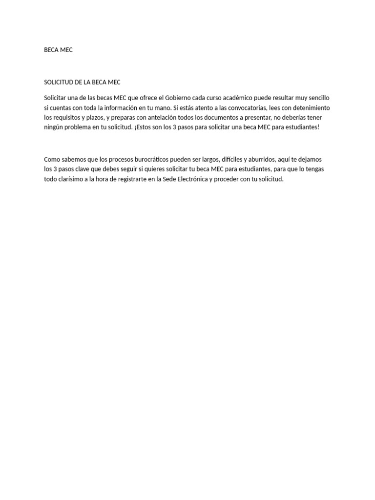 Como Pedir Beca Mec | PDF
