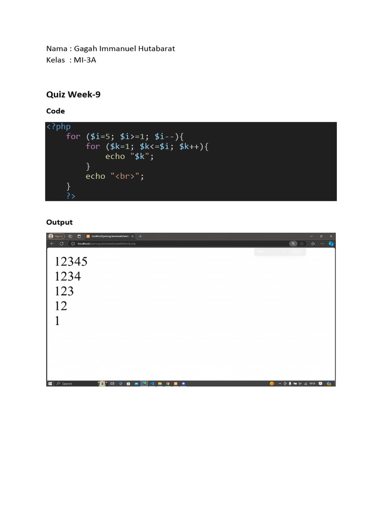 PHP Loop Quiz for MI-3A Students | PDF
