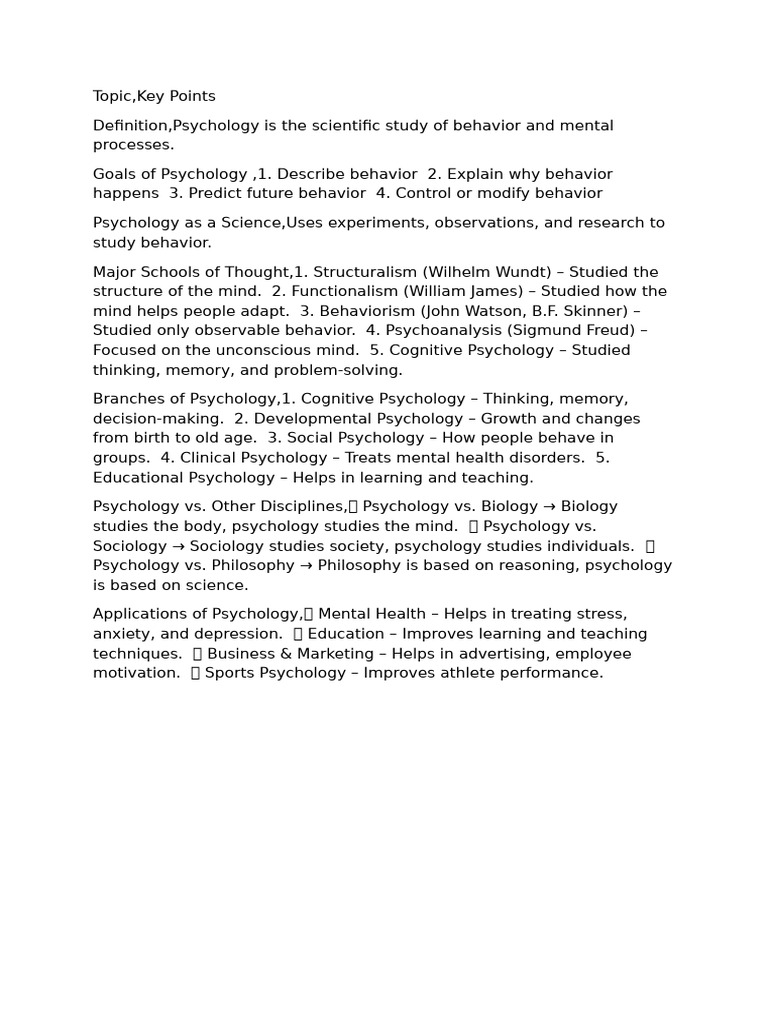 Psychology, CH 1 | PDF