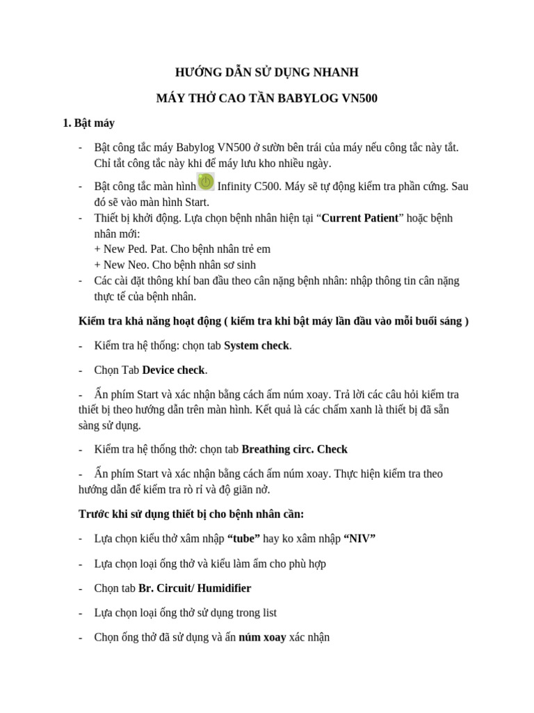 HDSN Nhanh Babylog VN500 | PDF