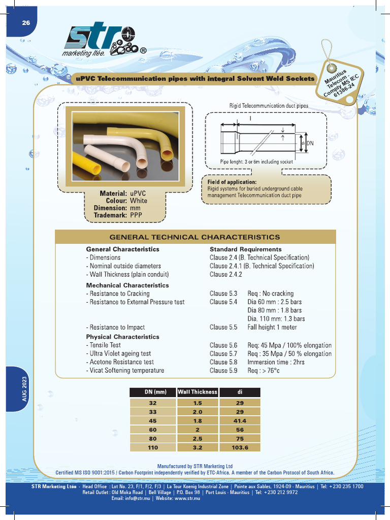Upvc Telecom Conduit Pipes | PDF