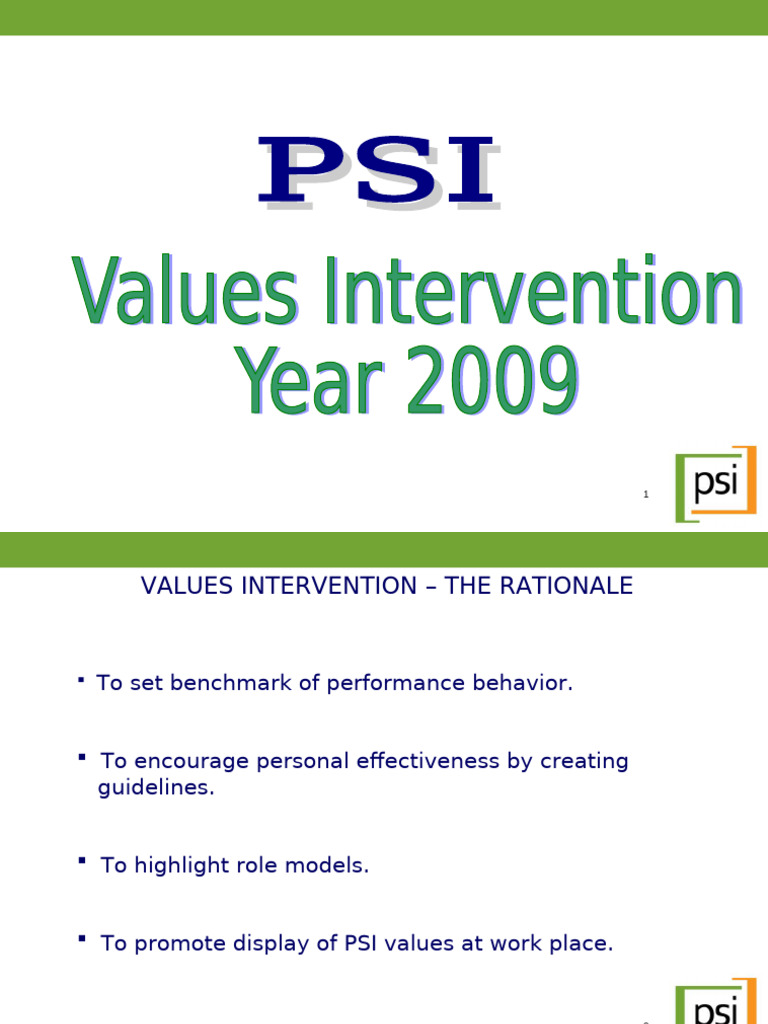 The PSI VALUES Intervention | PDF | Business
