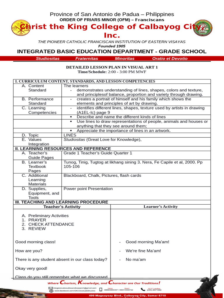 Lesson Plan in ART - RIKKA and Jade | PDF | Learning