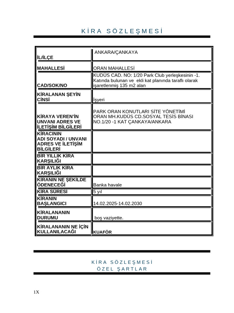 DÜKKAN KİRA SÖZLEŞMESİ | PDF