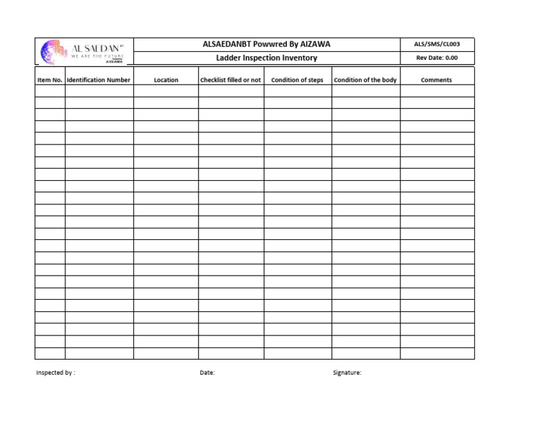 Ladder Inspection Checklist Template | PDF