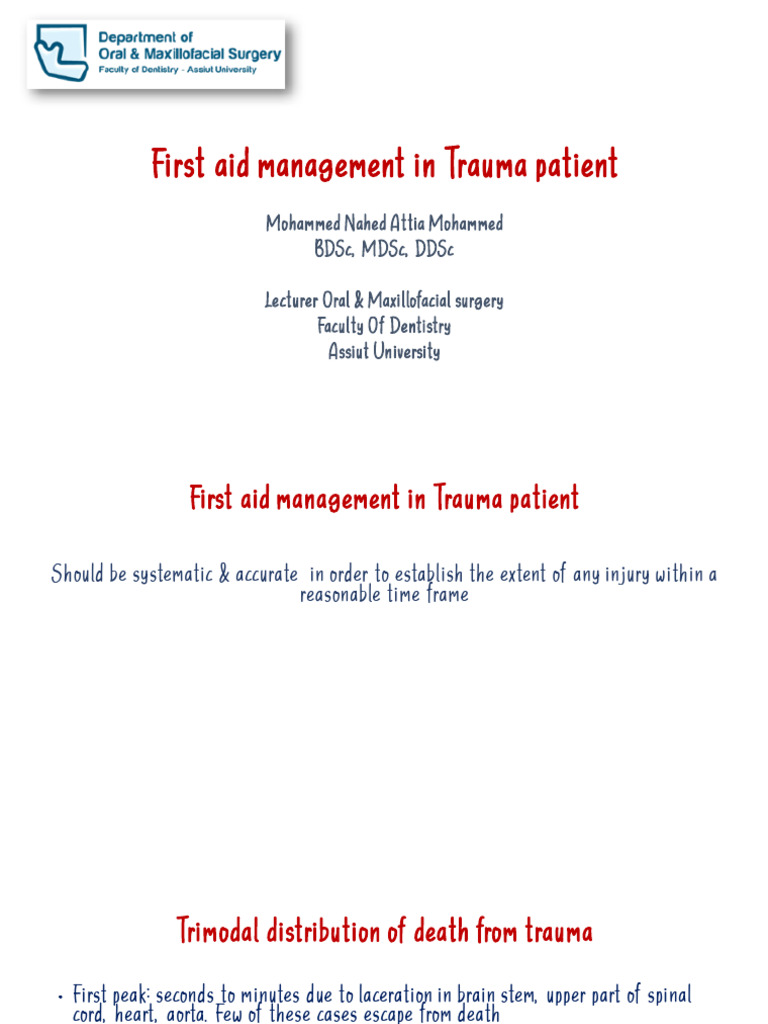 First Aid for Trauma Patients Guide | PDF | Medical Specialties ...