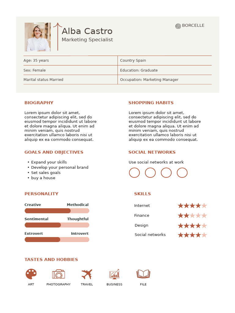 Beige and Orange Professional Marketing Buyer Persona A4 Document | PDF