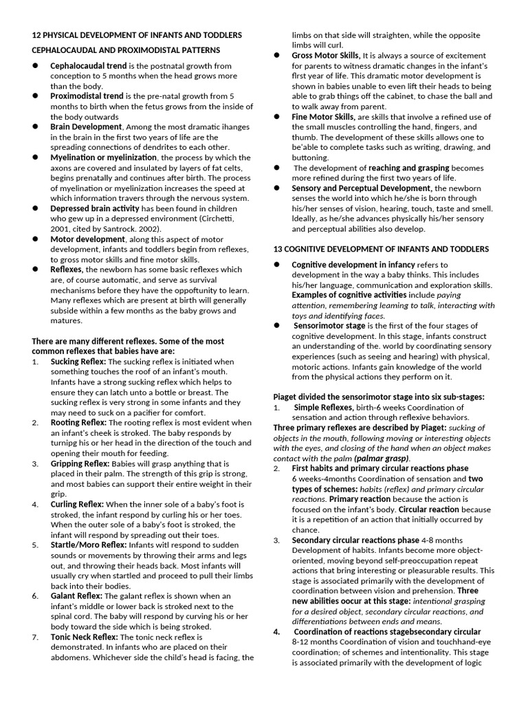 12 Physical Development of Infants and Toddlers | PDF | Infants ...