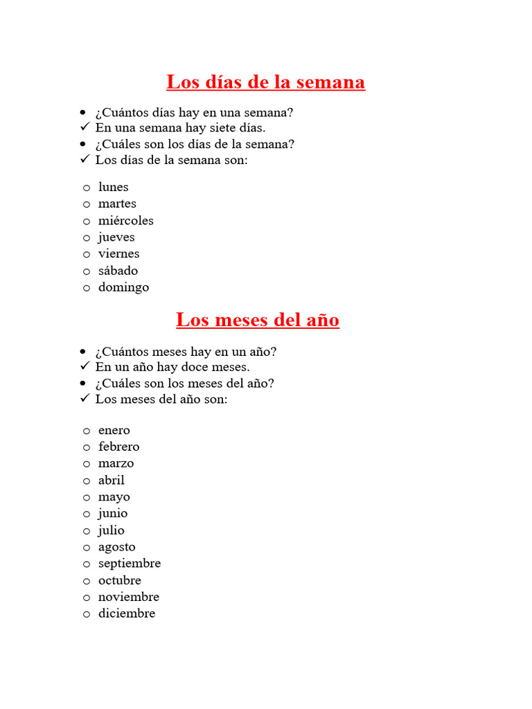 Los Dias - Los Meses. | PDF