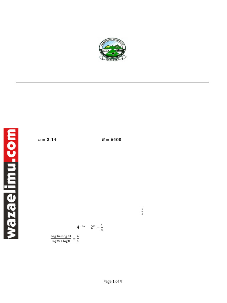 Basic Mathematics Form Three 2024 - 094258 | PDF