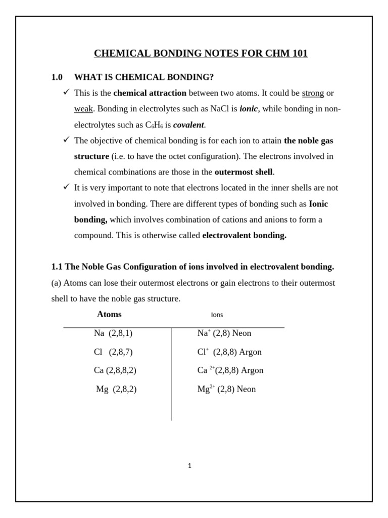 Chemistry 101: Bonding Basics | PDF | Ionic Bonding | Chemical Bond