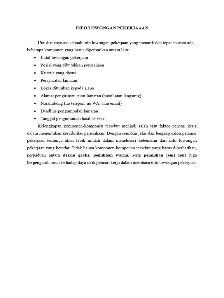 Materi Loker, Surat Lamaran, Sampul Map, Dan Contoh CV | PDF