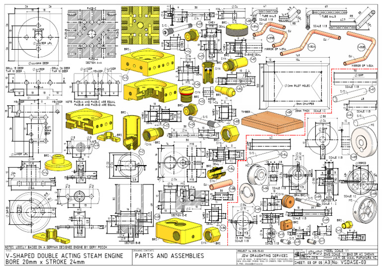 V-Shaped Double Acting Steam Engine Design | PDF