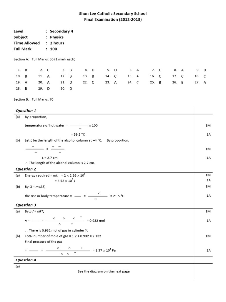 S4 2013 - June - Final - Exam - P1B - MS | PDF | Physical Phenomena | Applied And ...