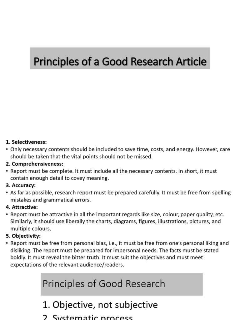 Principles of A Good Research Articles | PDF