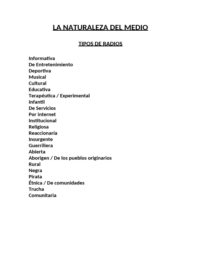 Tipos y Funciones de las Radios | PDF | Radiodifusión | Radio