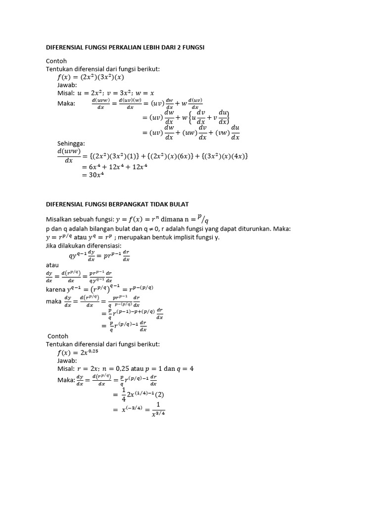 Diferensial Fungsi Perkalian 3 Variabel | PDF