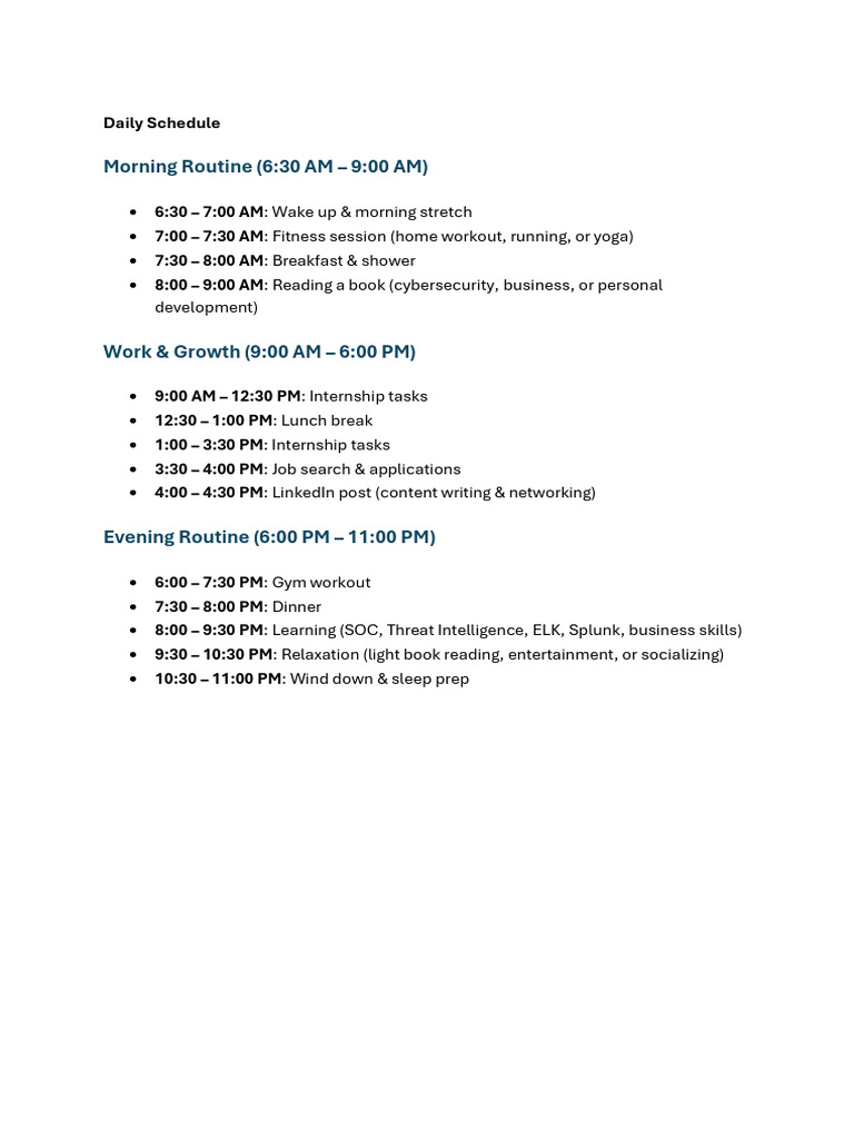 Structured Daily Schedule Overview | PDF