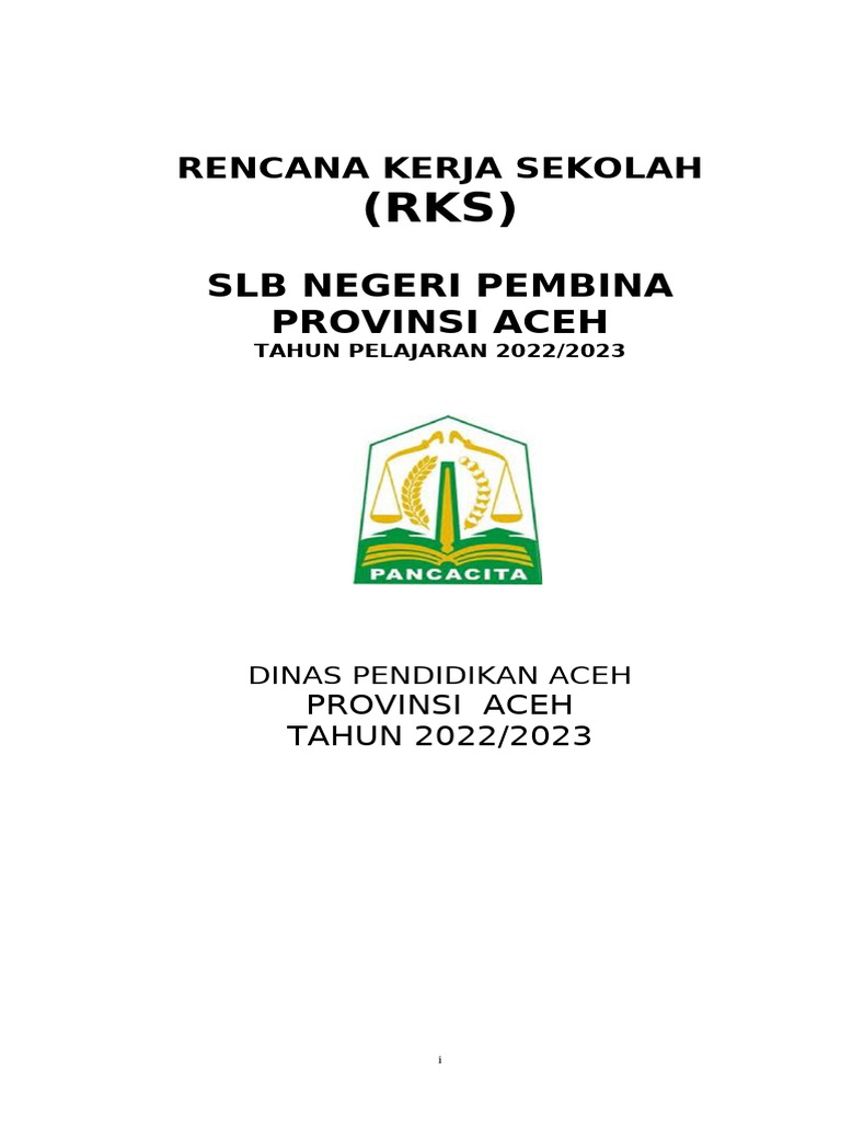 Rencana Kerja Sekolah SLBN Pembina 20222023 | PDF