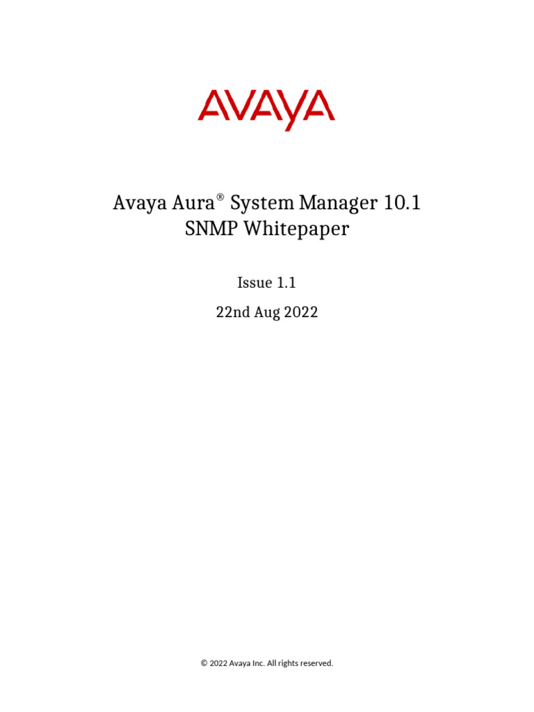 AvayaAura SystemManager SNMP White Paper Release 10 1 Aug22 2022 | PDF | Internet Standards ...