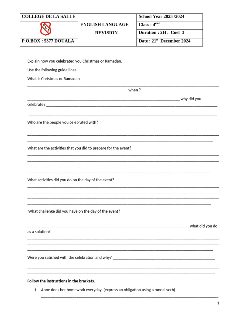 Christmas Holidays Revision | PDF | Language Mechanics | Grammar