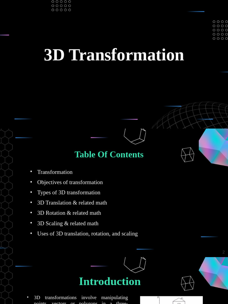 W - 2-3D Transformation | PDF | 2 D Computer Graphics | Coordinate System
