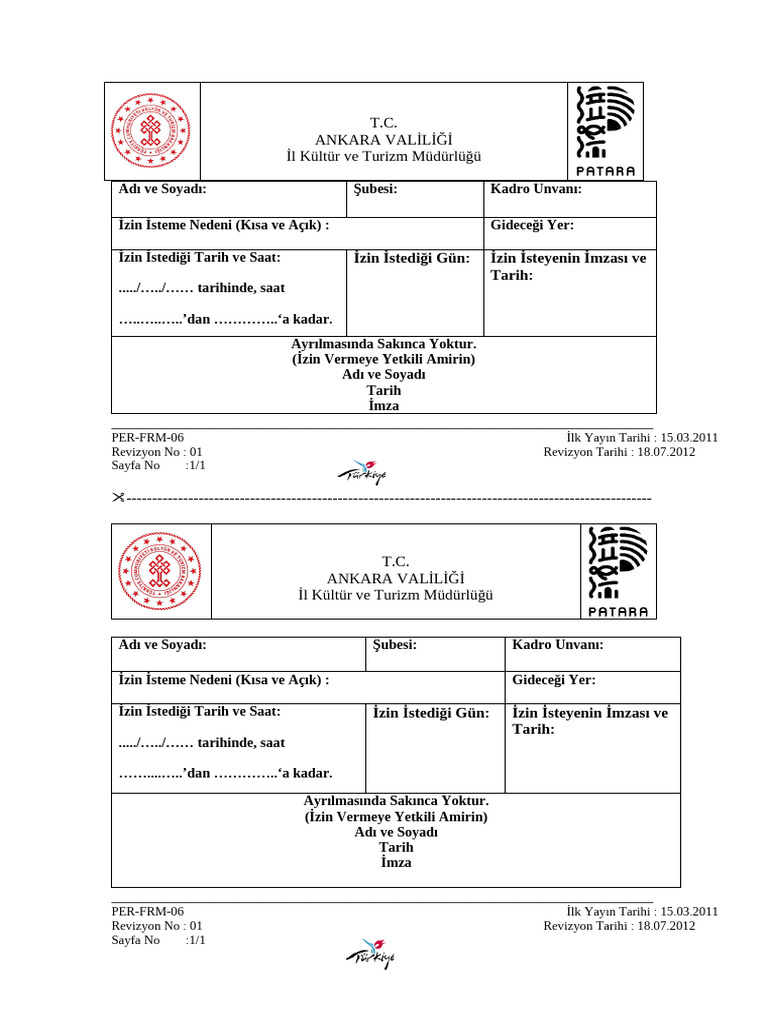 Saatlik Izin Formu | PDF