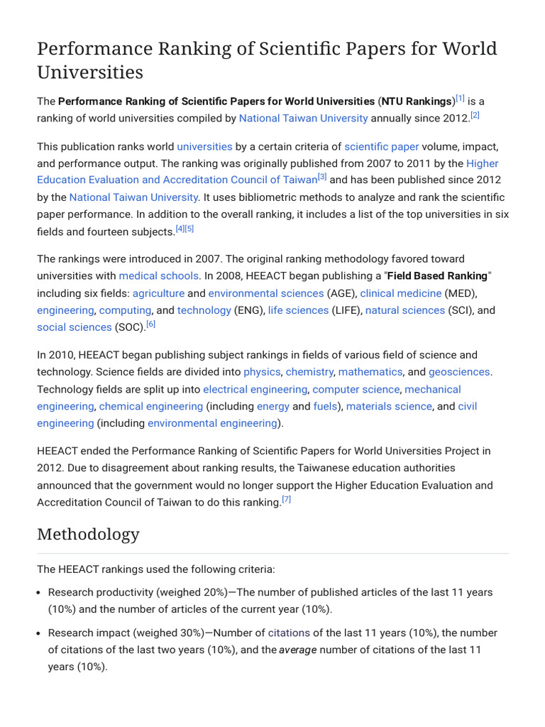 Performance Ranking of Scientific Papers For World Universities ...