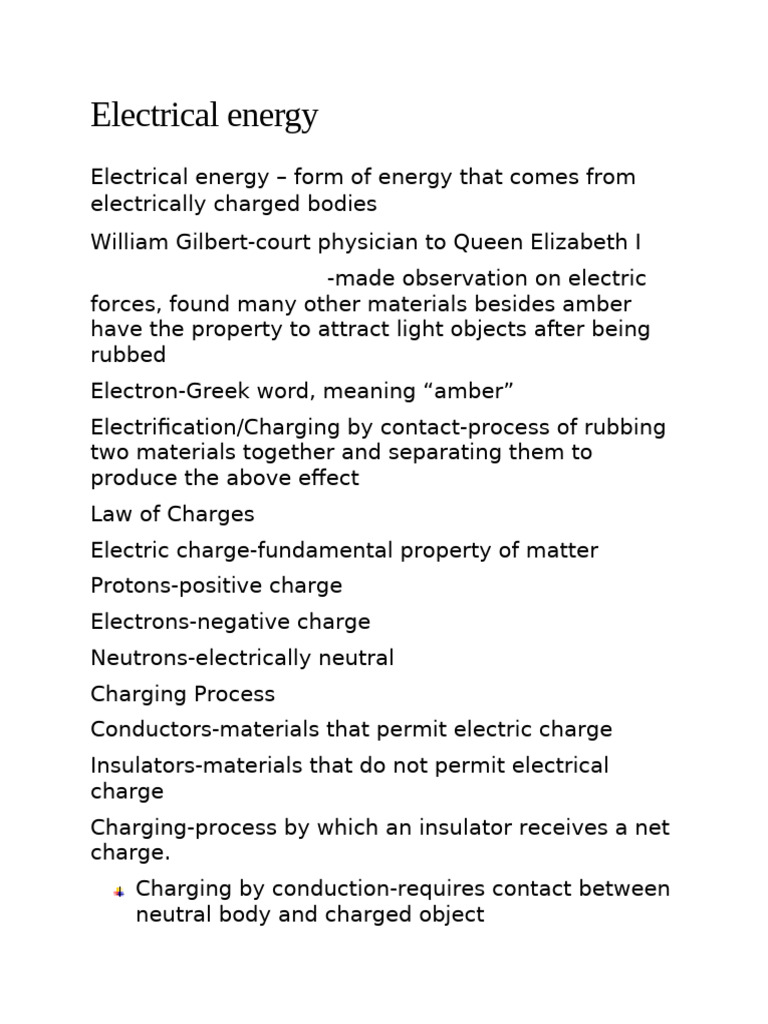 Electrical Energy(Science 6) | PDF