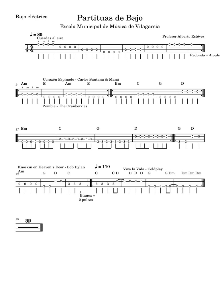 Partituras para Bajo - Alberto Estévez | PDF
